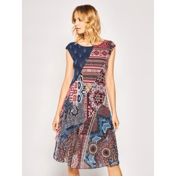 Desigual Dresses Desigual Patchwork Bandana Print Sheath Short desigual-dresses-desigual-patchwork-bandana-print-sheath-short
